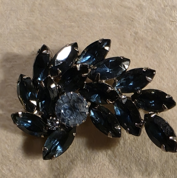 Jewelry | Vintage Blue And Silver Glass Brooch | Poshmark